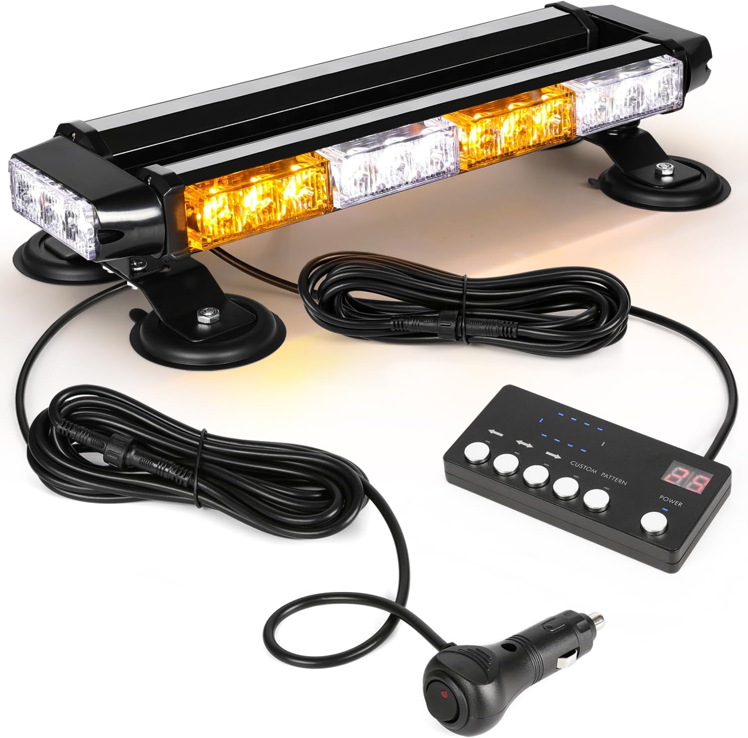 Amazon.com: LINKITOM 30LED Roof Top Strobe Light Bar, Amber/White ...