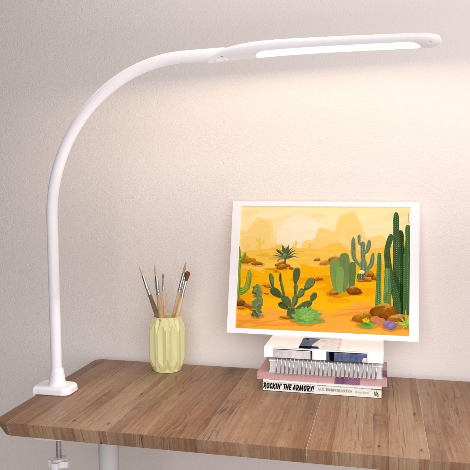 LED Desk Lamp with Clamp,Flexible Gooseneck Clamp Lamp,Dimmable,Touch ...