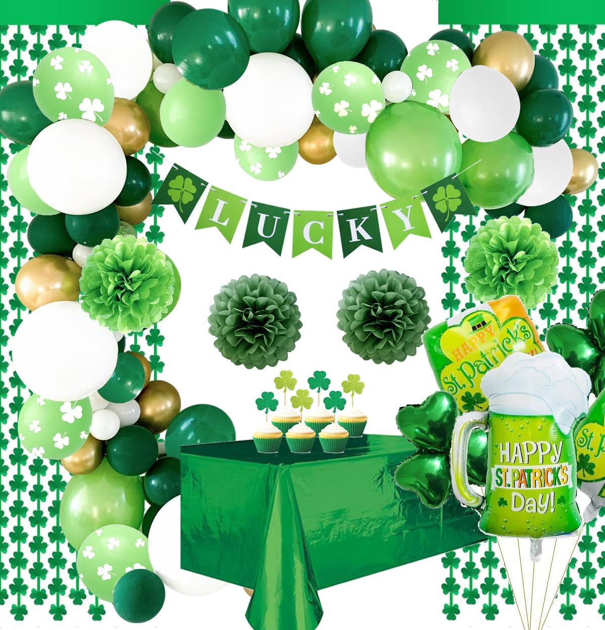 Amazon.com: St. Patricks Day Party Decorations with Balloons Tablecloth ...