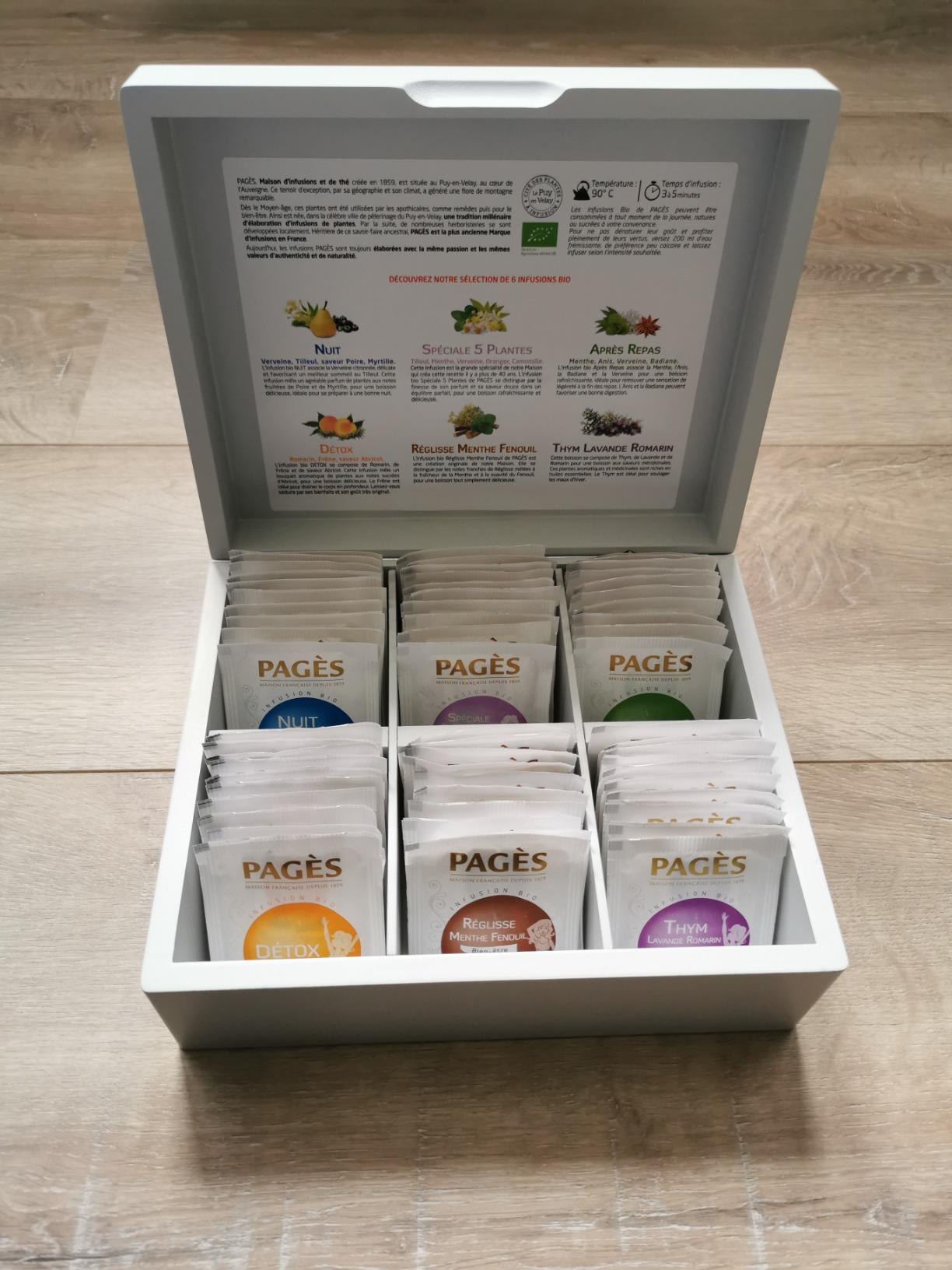 Pagès Coffret en bois d'infusions Bio 60 sachets : Amazon.fr: Epicerie