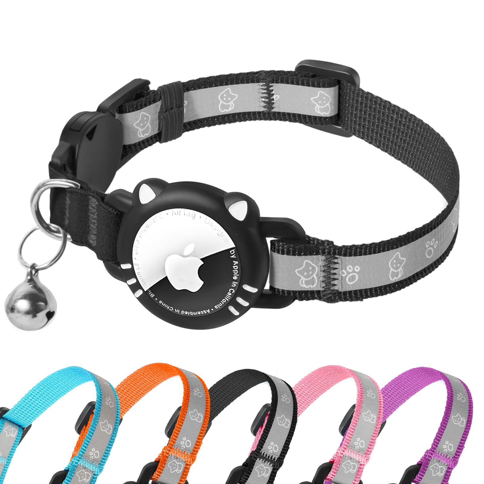 Ytanest Airtag Cat Collar, Reflective Air Tag Cat Collar with Apple Air ...