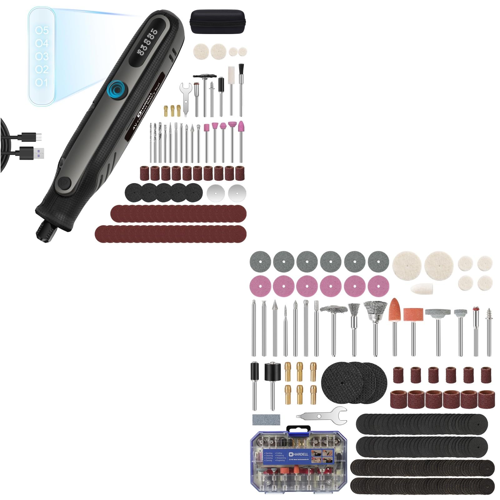 HARDELL Mini Cordless Rotary Tool 4V&230pcs Accessories - Amazon.com
