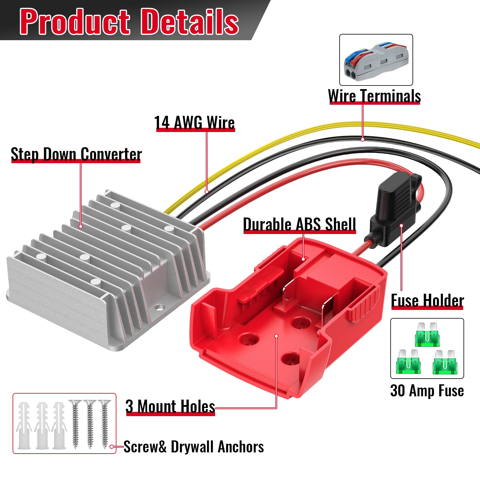 Snapklik.com : 18V To 12V Step Down Converter For Milwaukee M18 Power ...