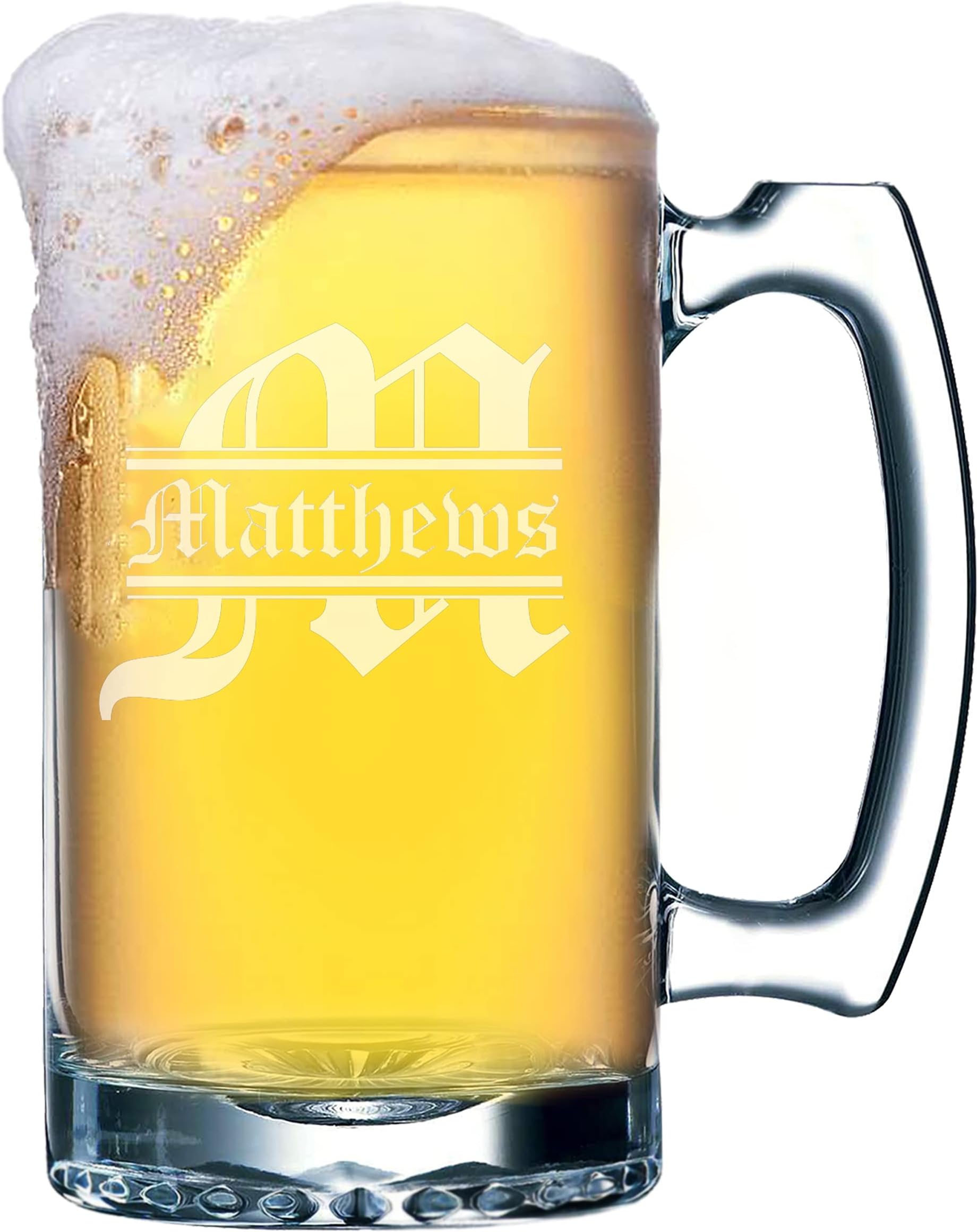 Amazon.com | Personalized 16.oz Beer Mug | Sports Letter Design | Clear ...