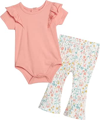 Amazon.com: Jessica Simpson Baby Girl Clothes Set - 2 Piece Baby Onesie ...