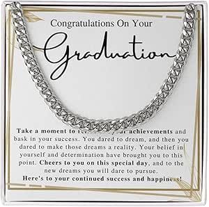 Graduation Gift: Men's Cuban Chain Necklace, Commencement Memento ...