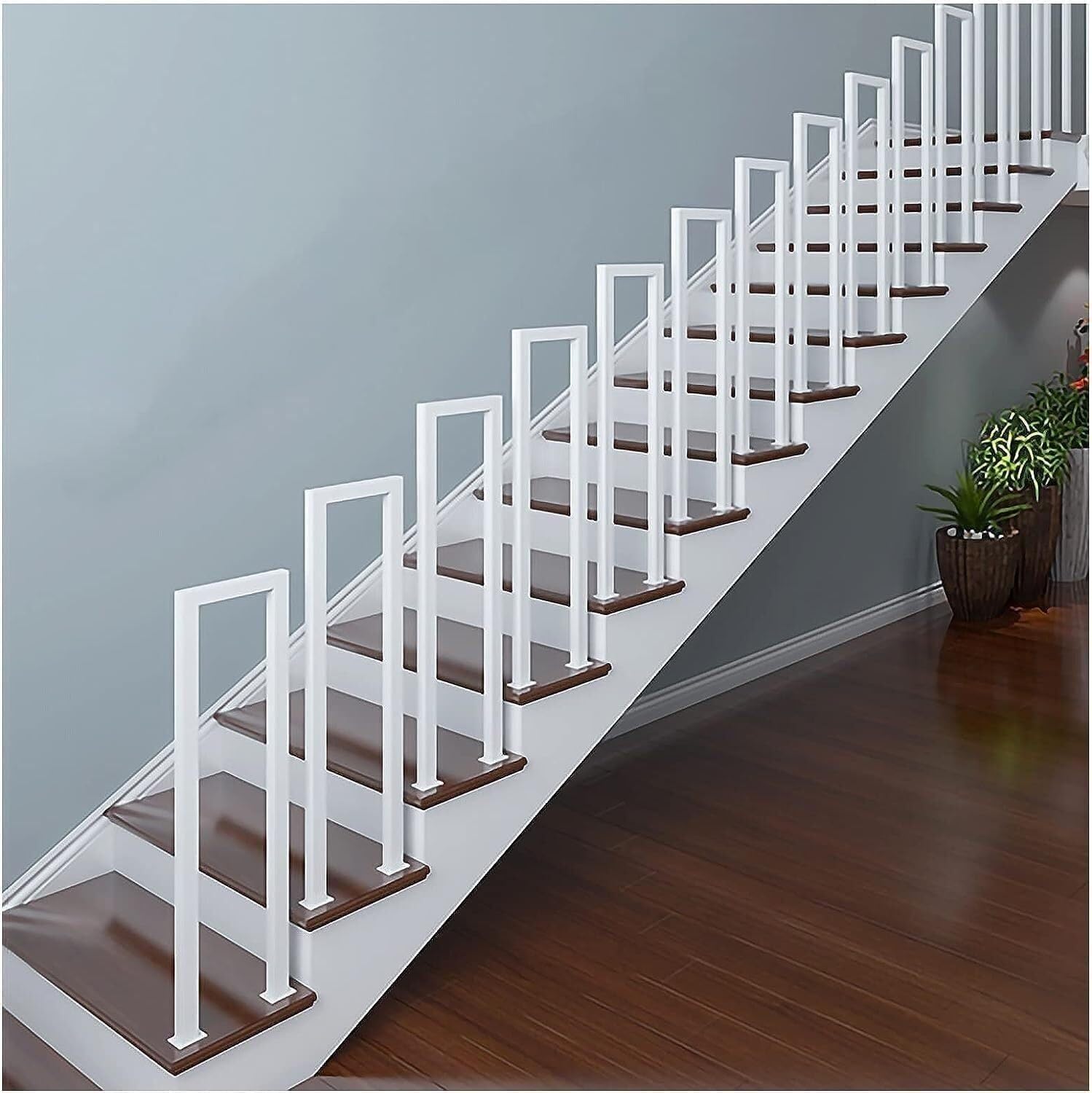 Amazon.com: U Shape Staircase Railing,Metal Wrought Iron Modern Stair ...
