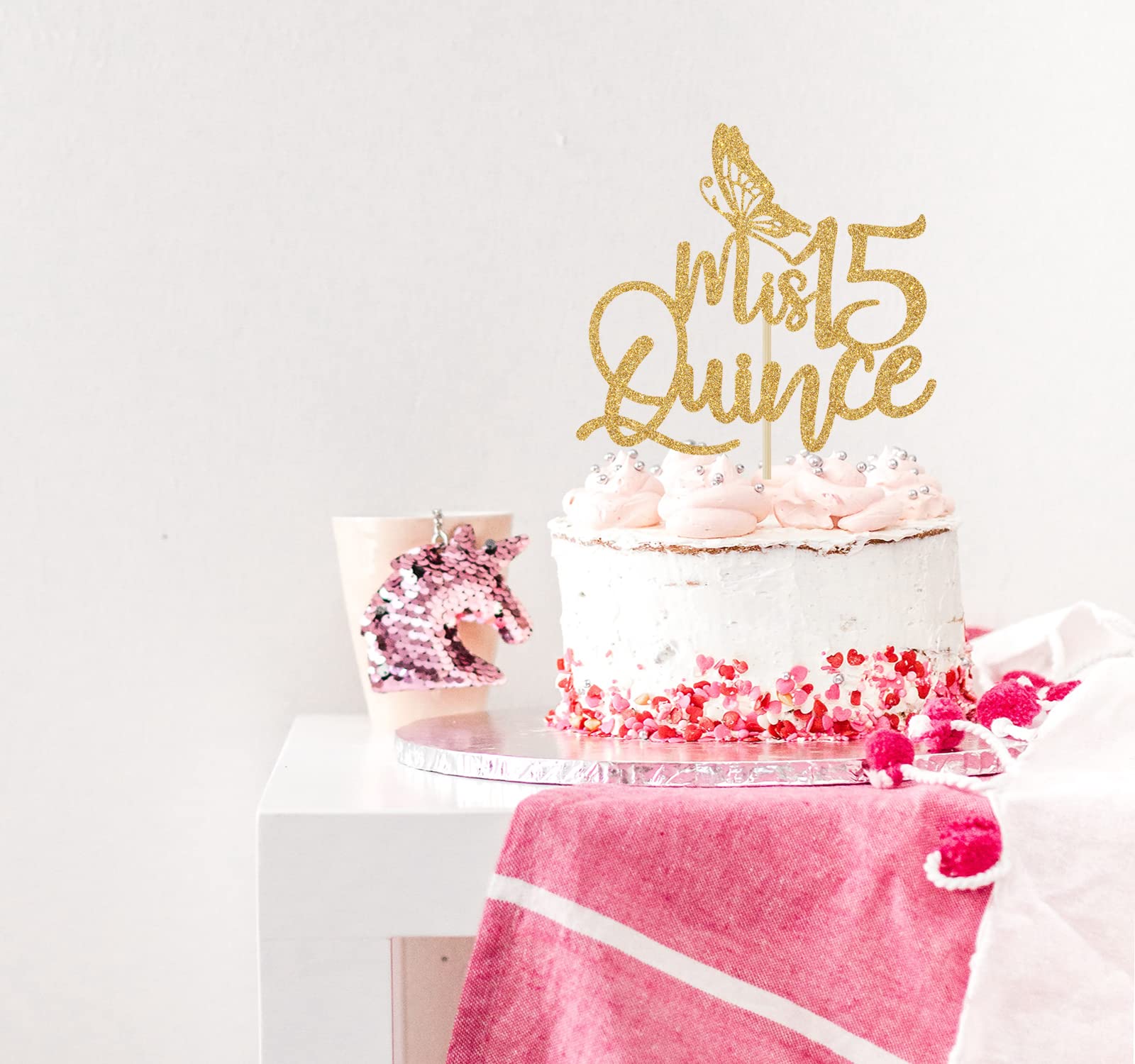 Snapklik.com : Gold Glitter Cake Topper, 15th Birthday Decorations ...