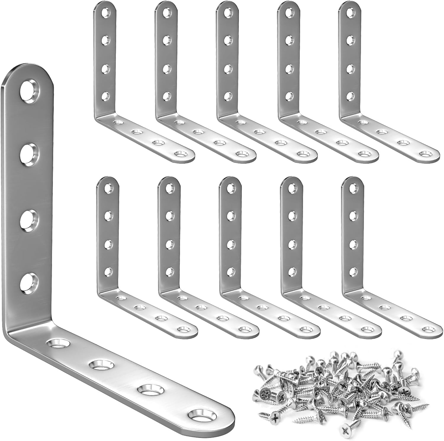 Amazon.com: SCOOYUCK 10 Sets L Brackets 90 Degree Angle Metal Brackets ...