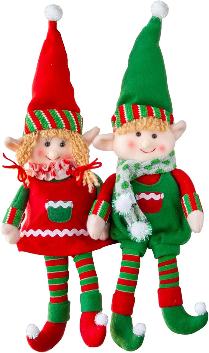 Amazon.com: Elf Plush Christmas Stuffed Dolls, Set of 2 - 12" Boy and ...