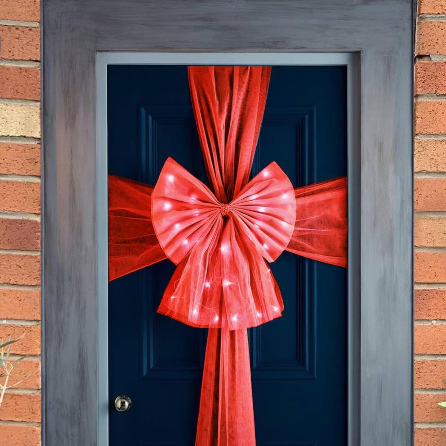 KAYNUR Red Door Bow - Large Deluxe Christmas Front Door Bow with ...