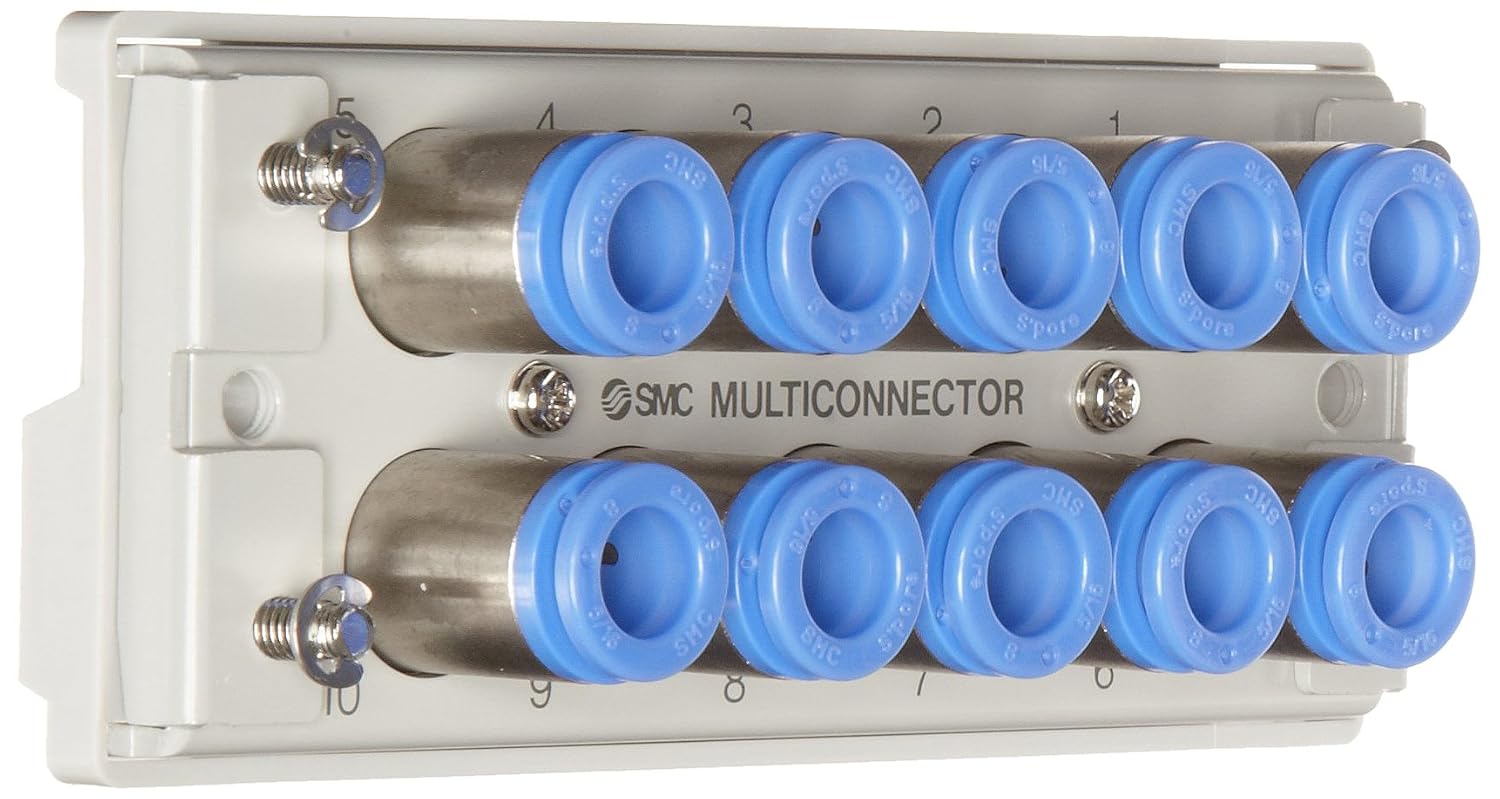 SMC KDM10S-08 PBT Push-to-Connect Tube Fitting, Rectangular Multi-Connector, 10 Stations, Socket ...