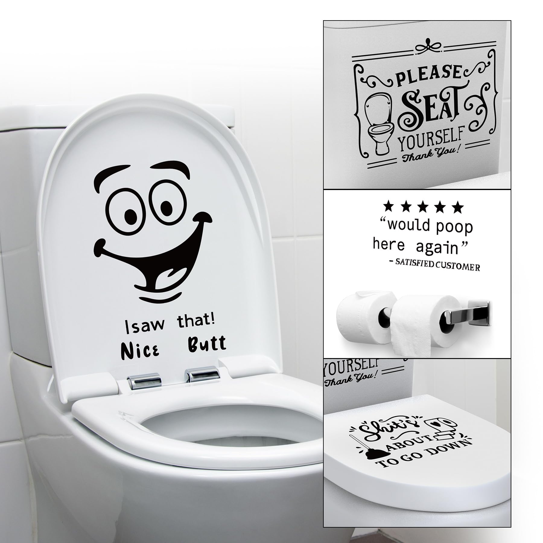 Amazon.com: ALIGZ Funny Toilet Stickers, Please Seat Yourself, Nice ...