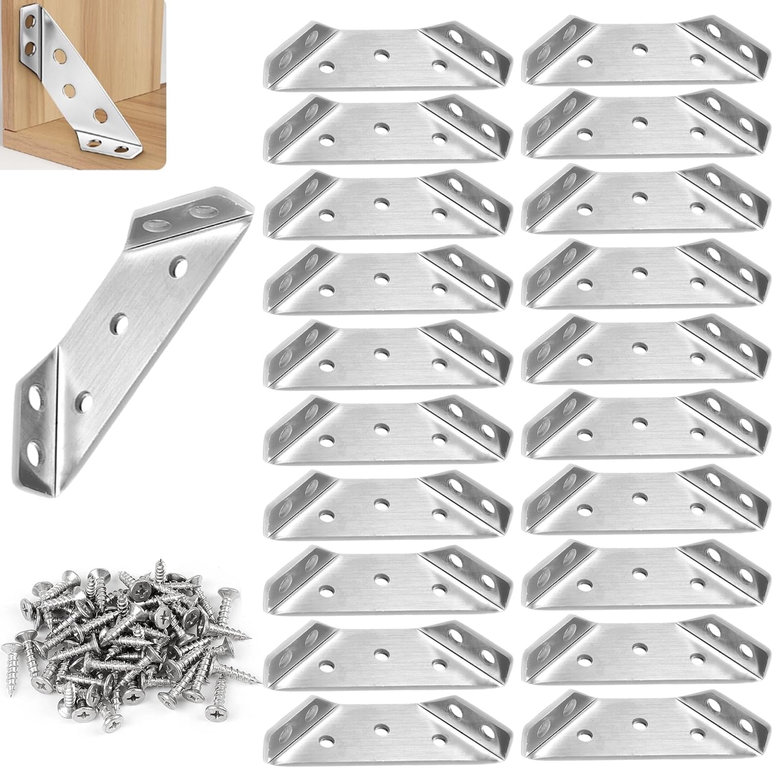 Amazon.com: 20pcs Universal Stainless Steel Furniture Corner Connector ...