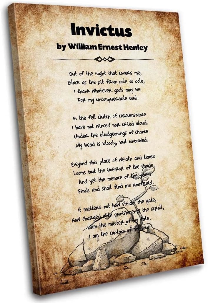 Amazon.com: Shesinee Invictus Poem Poster Inspirational Wall Art Poetry ...