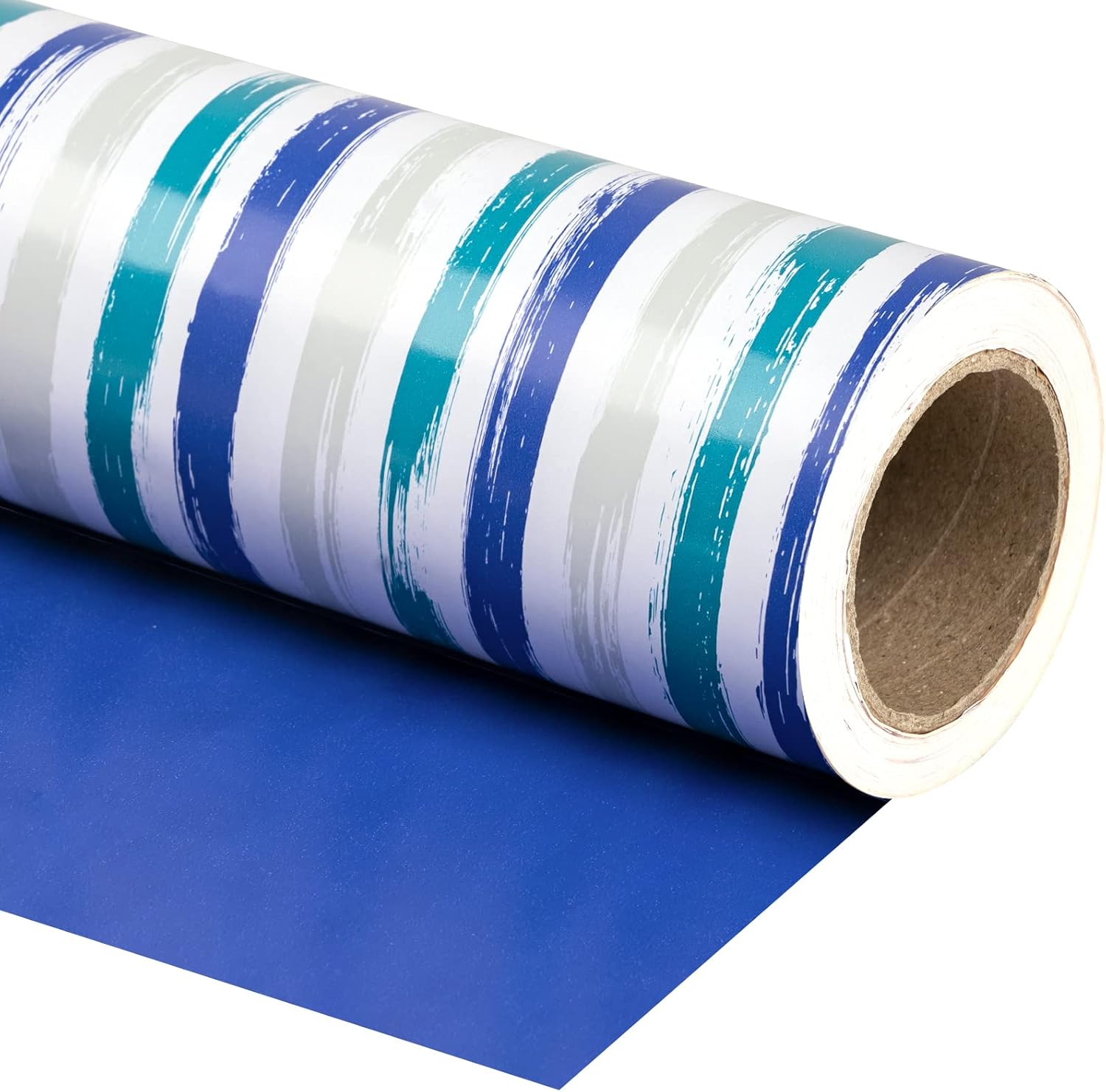 Amazon.com: WRAPAHOLIC Reversible Blue Wrapping Paper - Mini Roll - 17 ...