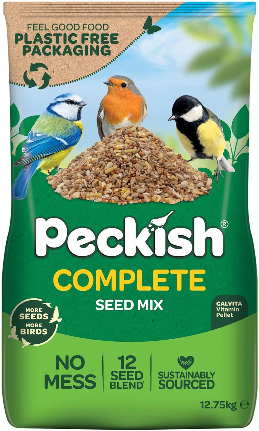 Peckish Complete Seed and Nut No Mess Wild Bird Food Mix, 12.75kg ...
