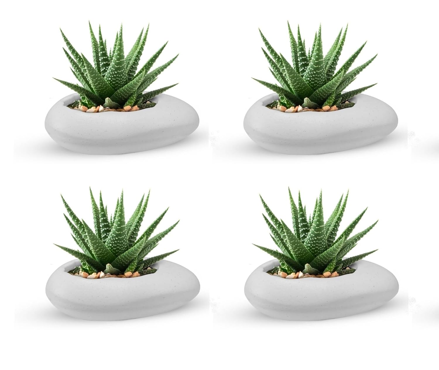 Jespper Collection Plastic Designer White Pebble Plastic Pot for Indoor ...