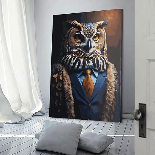 POLIUAWS Tableau sur toile représentant un hibou, idéal pour décorer ...