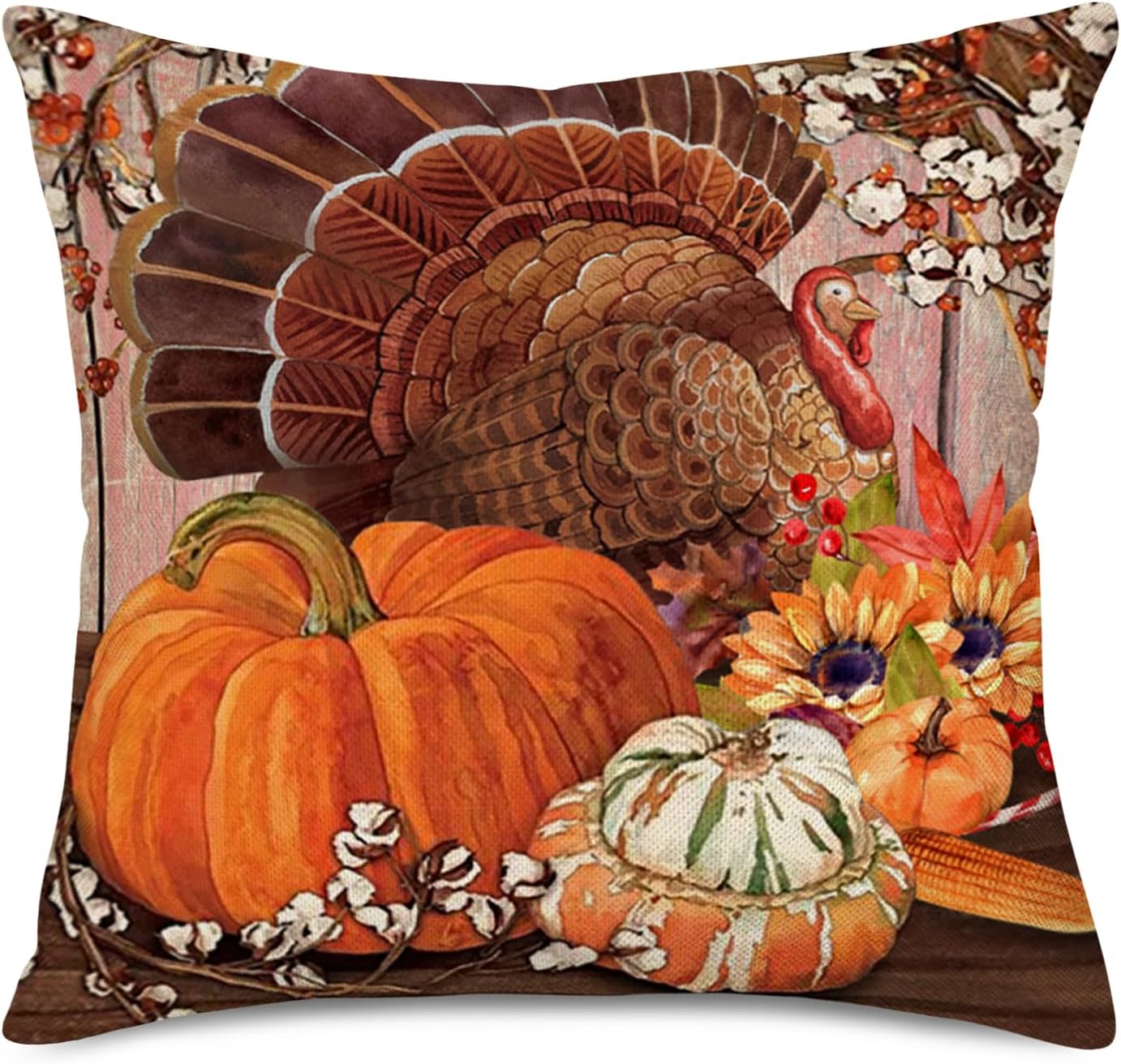 Amazon.com: MEHOTOP Thanksgiving Turkey Pillow Covers 18x18 Farmhouse ...