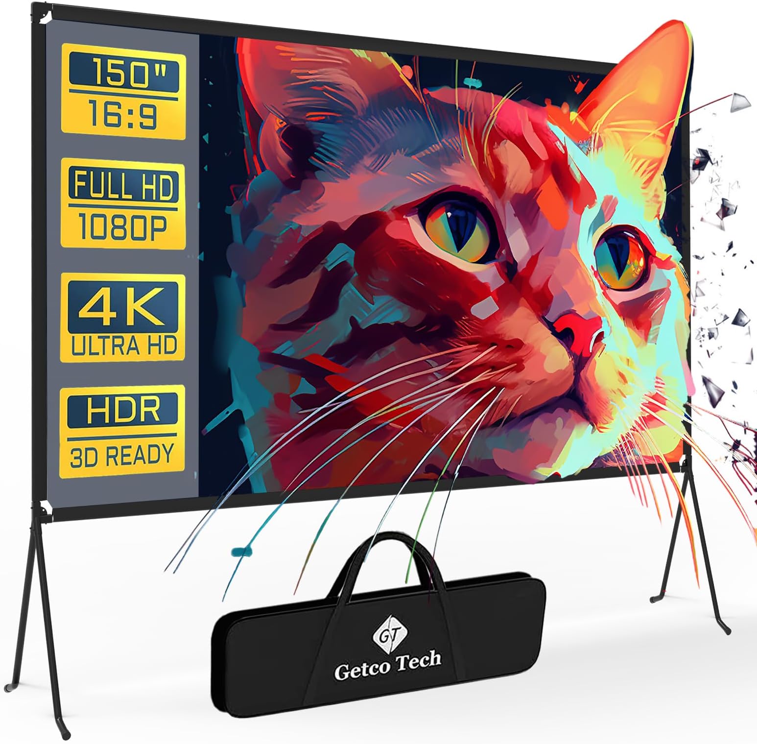 Amazon.com: Projector Screen 150 Inch, Multifunction Projector Screen ...