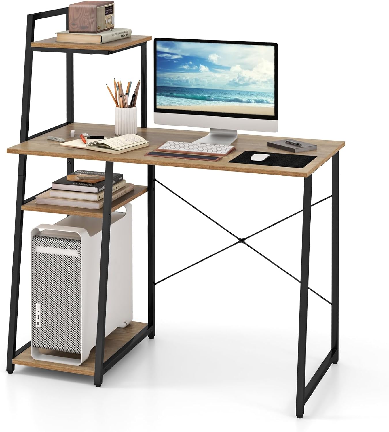 Amazon.com: Giantex Computer Desk with Shelves, 47.5” Home Office Desk ...