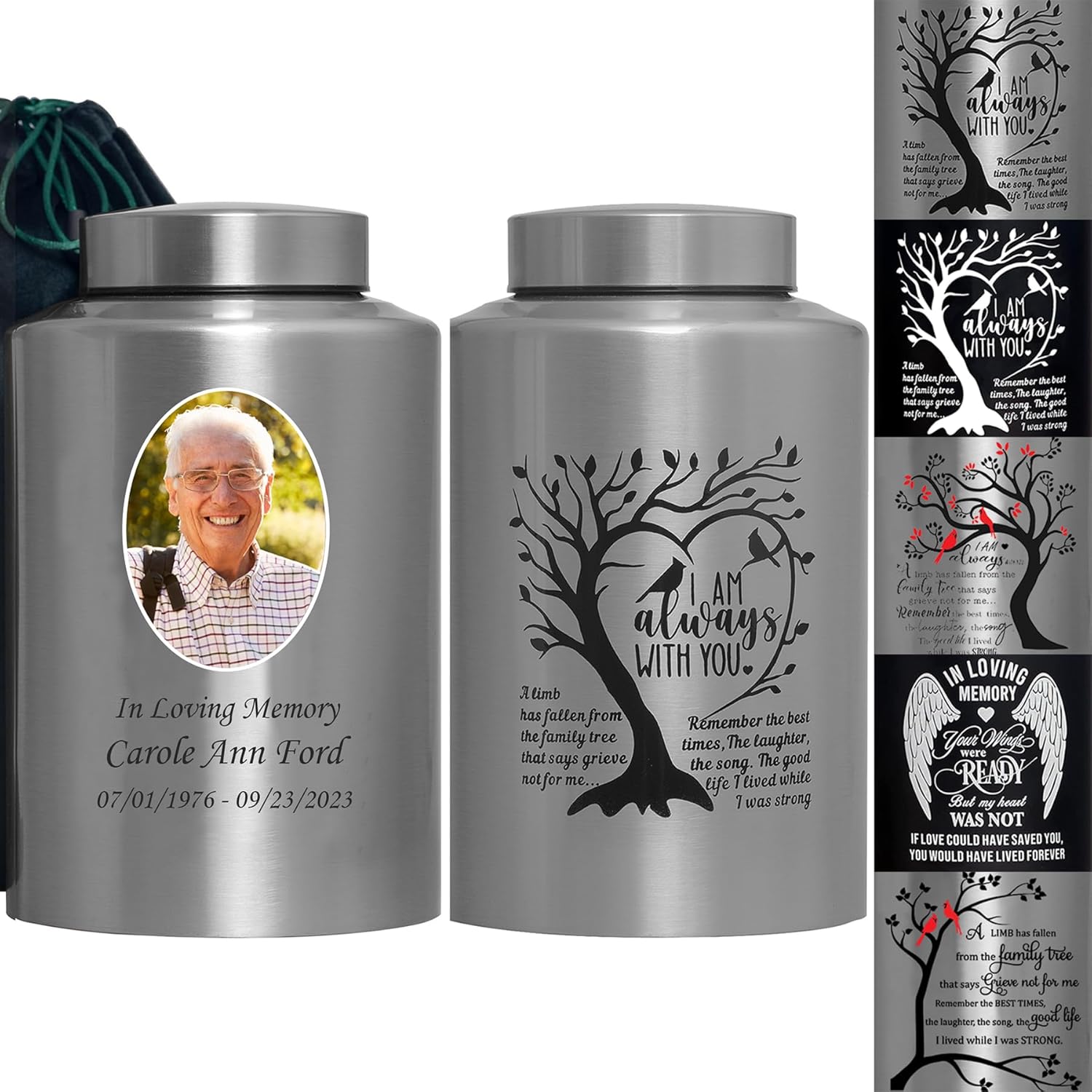 Amazon.com: Custom Urns for Human Ashes Personalized Decorative Photo ...