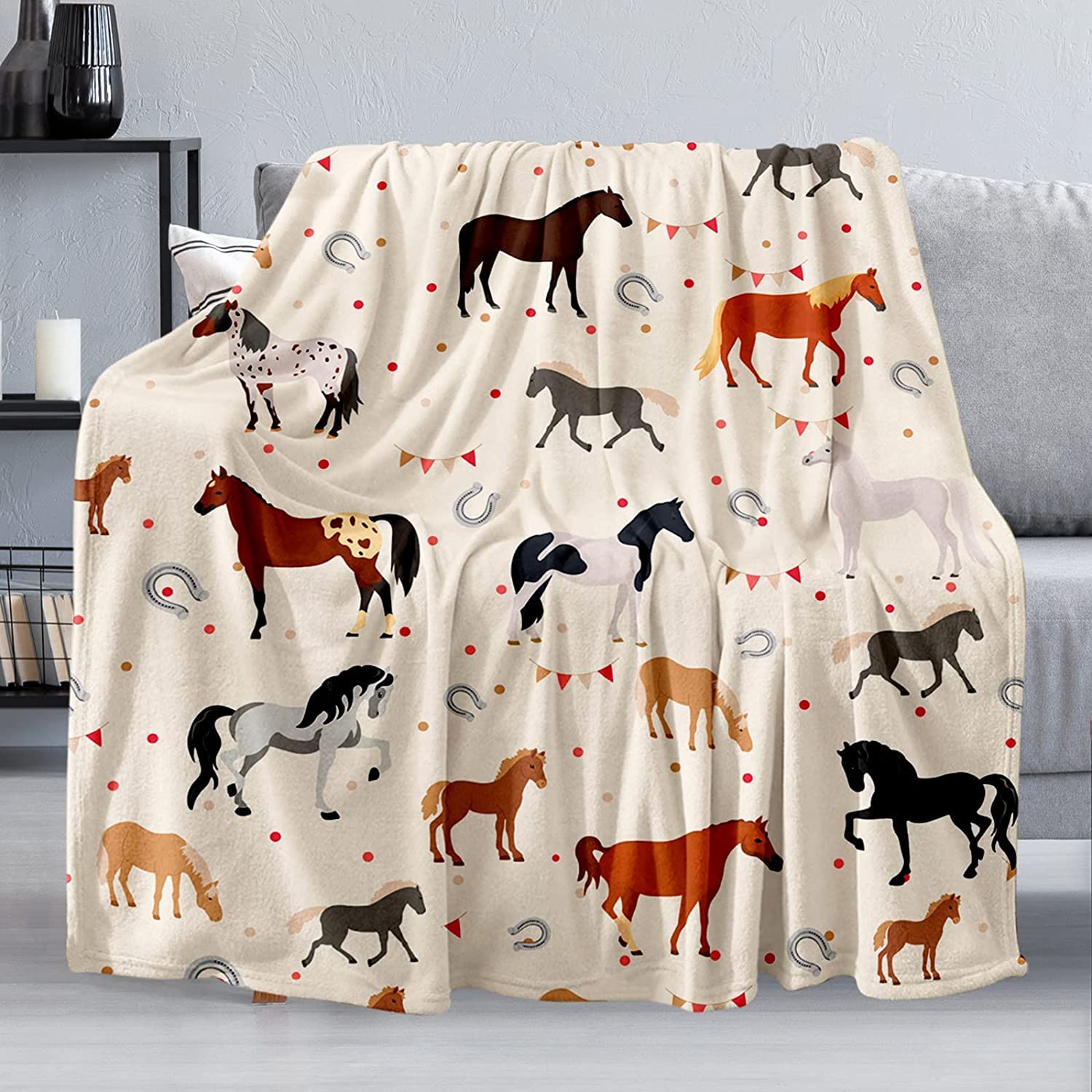 Amazon.com: Horse Blanket, Soft Warm Fuzzy Fleece Plush Blanket 60''x50 ...