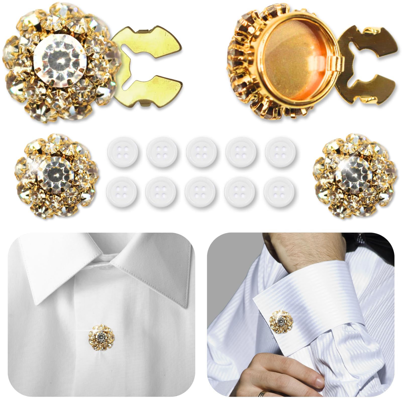 Amazon.com: PEARLY JUN Button Covers 4 Sets Rhinestone Buttons, 10 Pcs ...