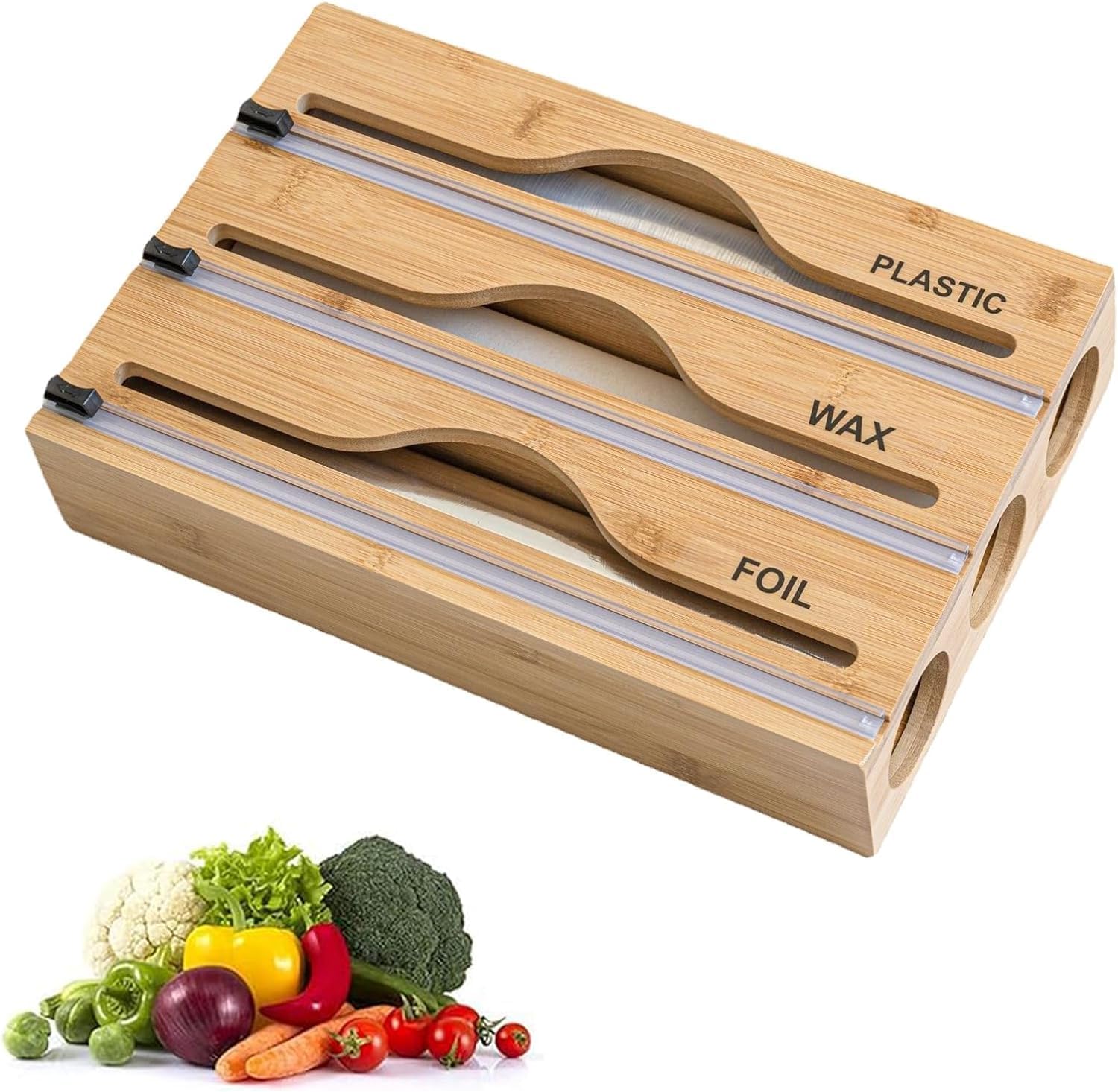 Amazon.com: 3-in-1 Bamboo Wrap Organizer with Cutters, Labels, Interior ...