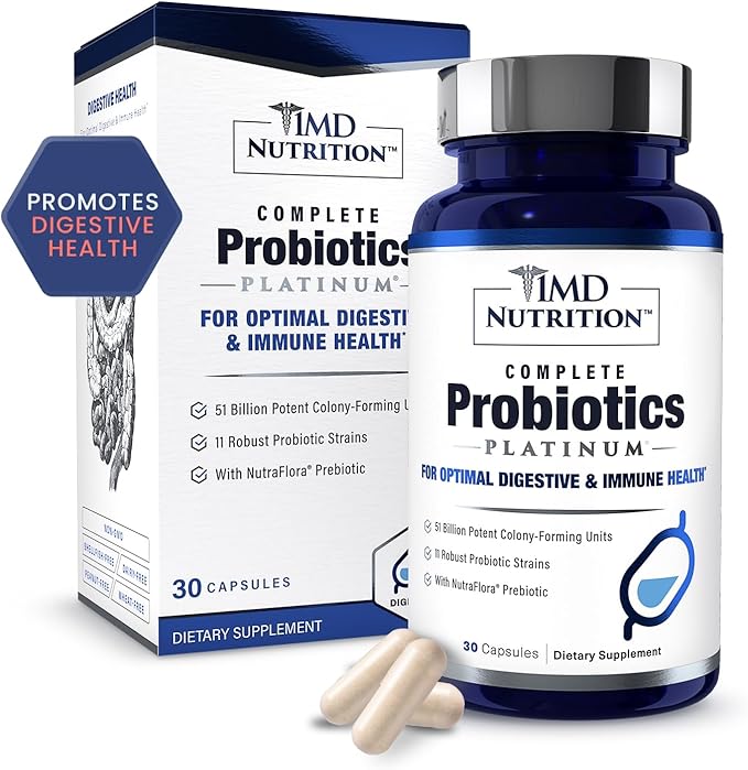 Amazon.com: 1MD Nutrition Complete Probiotics Platinum - w/Prebiotics ...