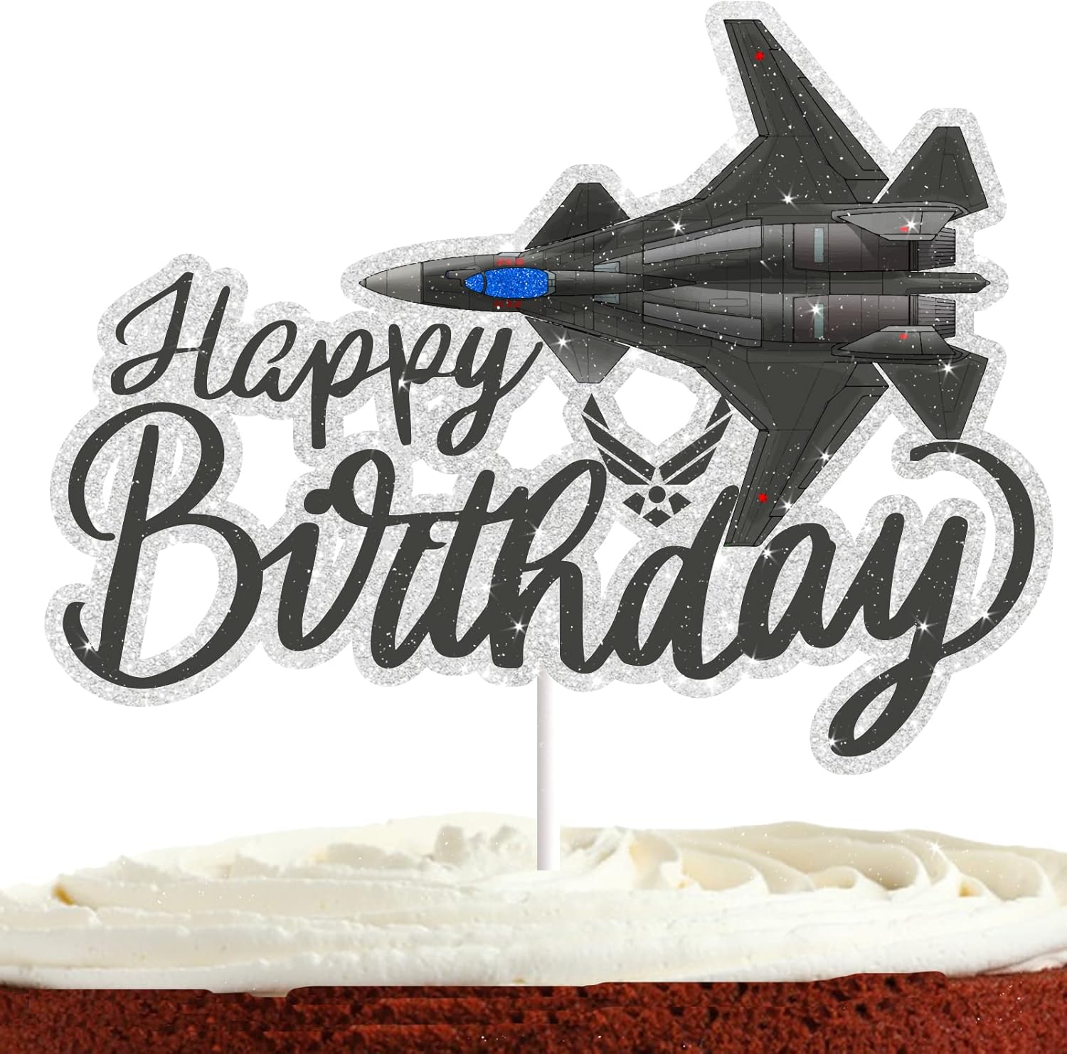 Amazon.com: Military Airplane Cake Topper Fighter Jet Party Supplies ...