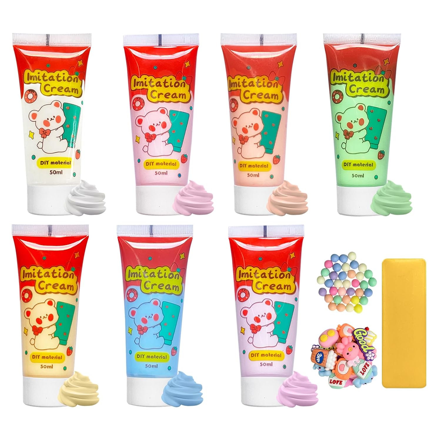 Amazon.com: 7 Colors Decoden Cream Kit, Simulation Fake Whipped Cream ...