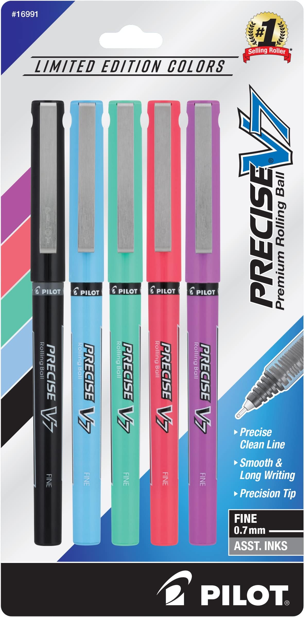 Amazon.com: Pilot 16991 Precise V7 Roller Ball Pen, Stick, Fine 0.7 Mm ...