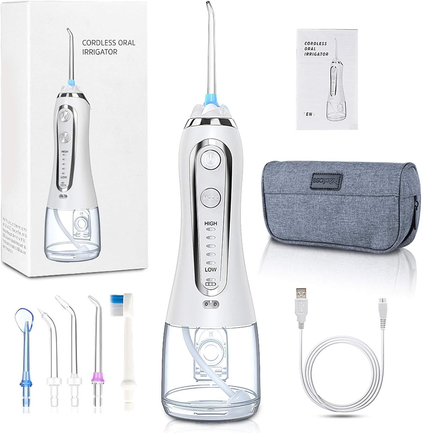 Irrigador Bucal Portátil con 6 Boquillas, Multifuncional 300ml ...