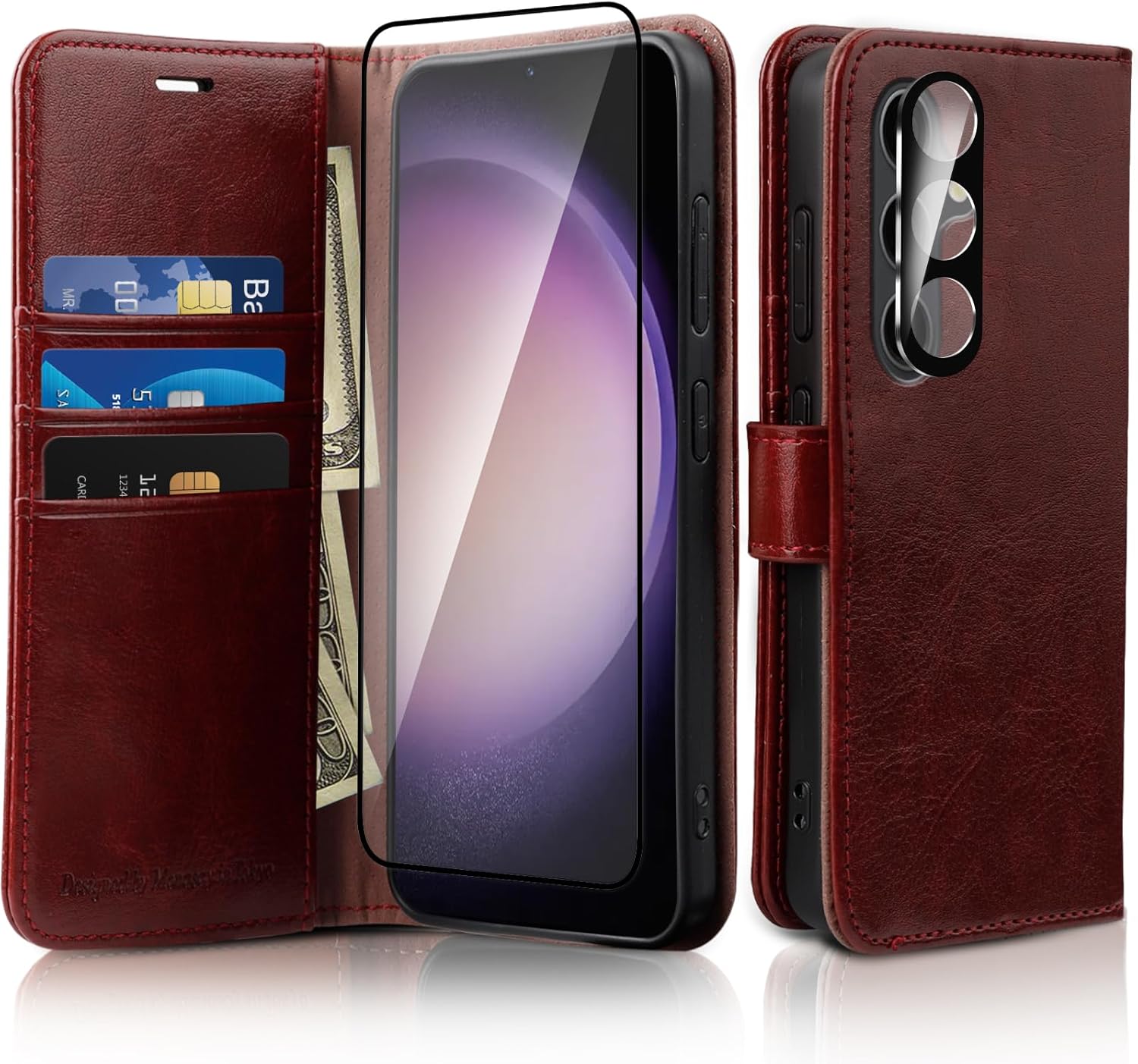 Amazon.com: MONASAY Wallet Case Fit for Samsung Galaxy S24+ Plus 5G, [Lens & Glass Screen ...