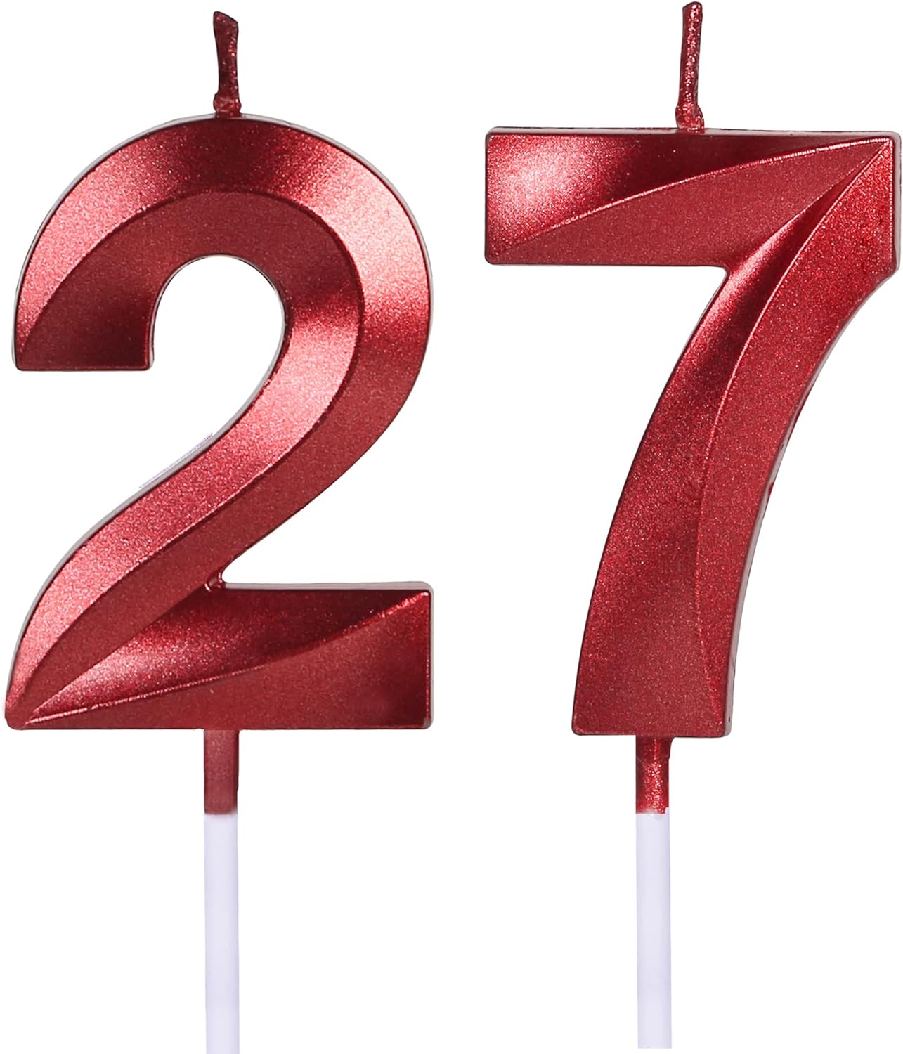 Amazon.com: Red 27th & 72nd Birthday Candles for Cakes, Number 27 72 ...