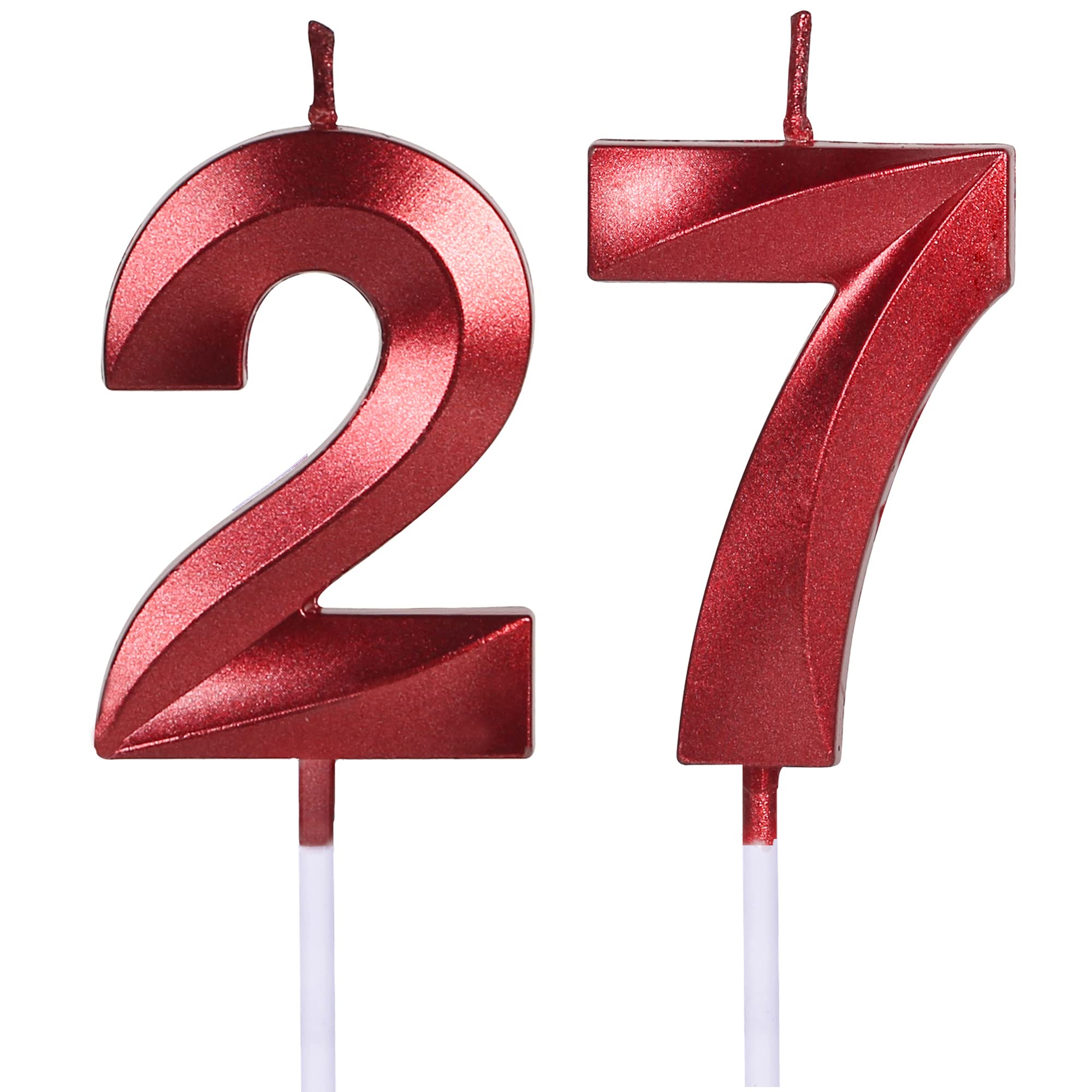 Amazon.com: Red 27th & 72nd Birthday Candles for Cakes, Number 27 72 ...