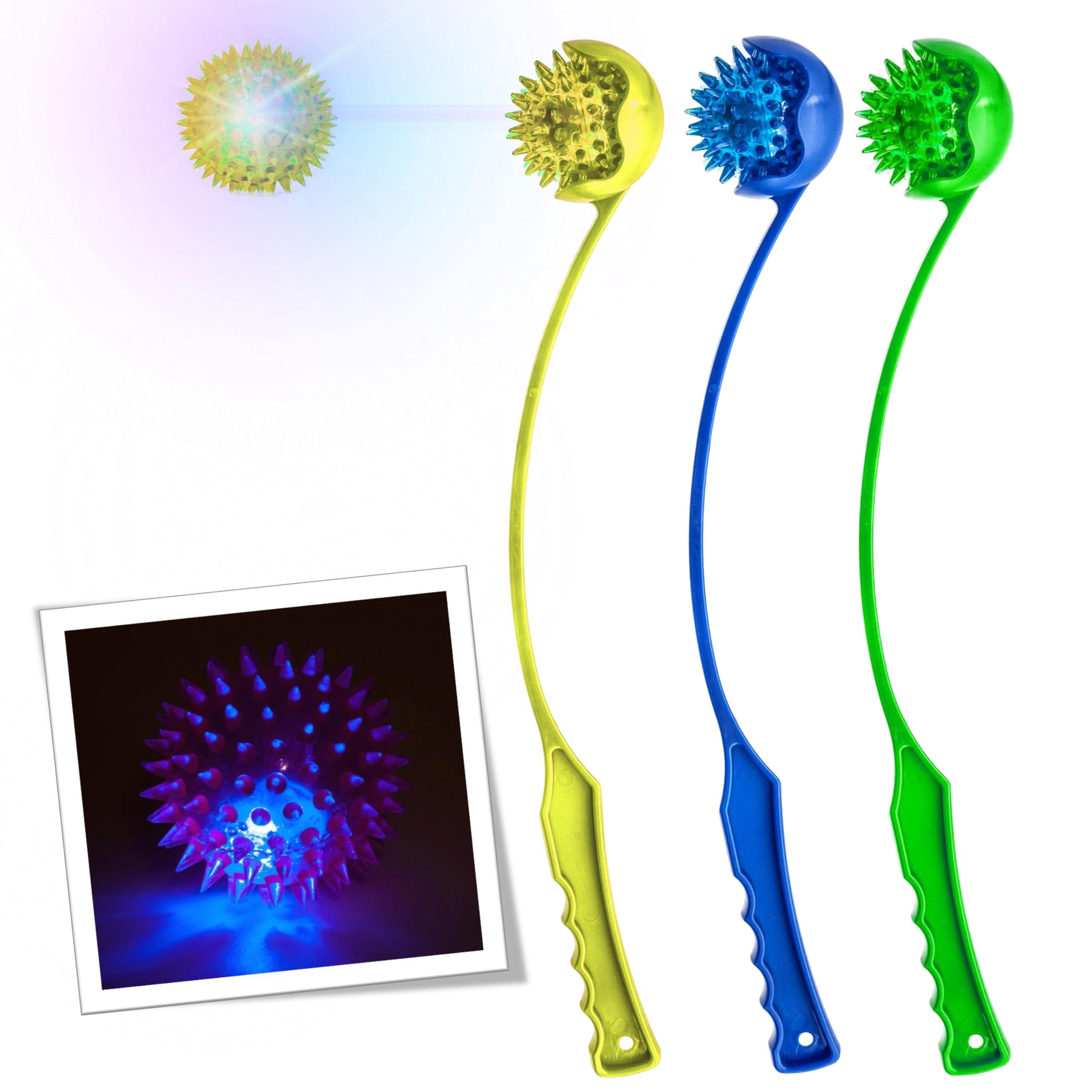 Petopedia 2 x LIGHT UP Dog Ball Thrower Dog Ball Launcher (46 cm) Long ...