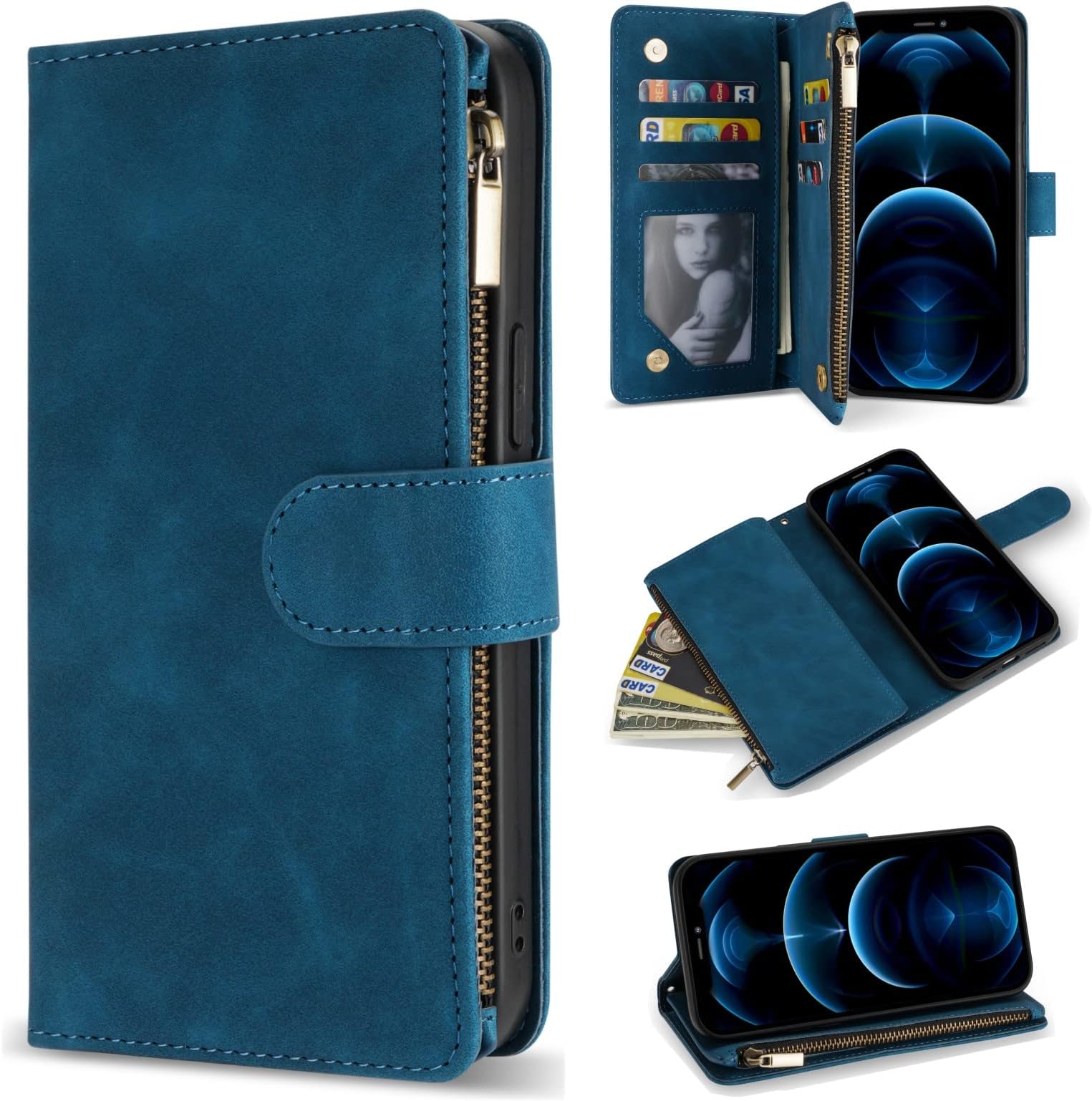 Amazon.com: ZZXX for iPhone 12 Pro Max Wallet Case with Card Slot ...