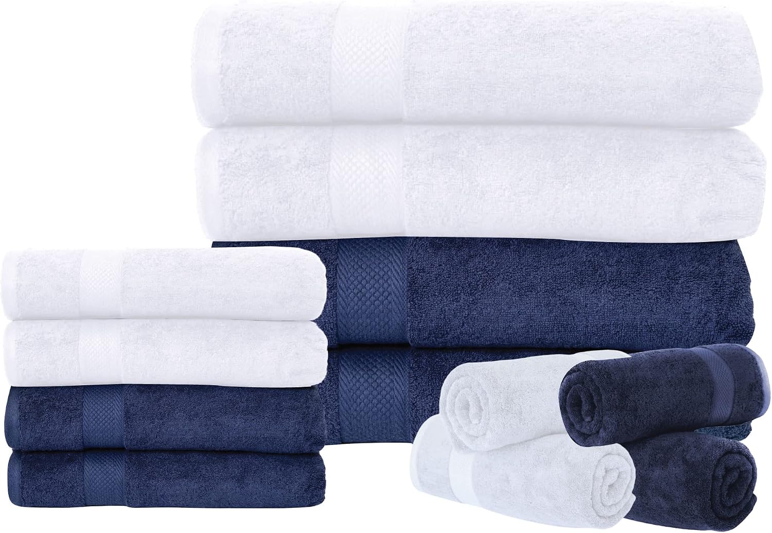 Amazon.com: Silverlinings Bath Towels Set of 12 Pieces - 4 Body Towels ...