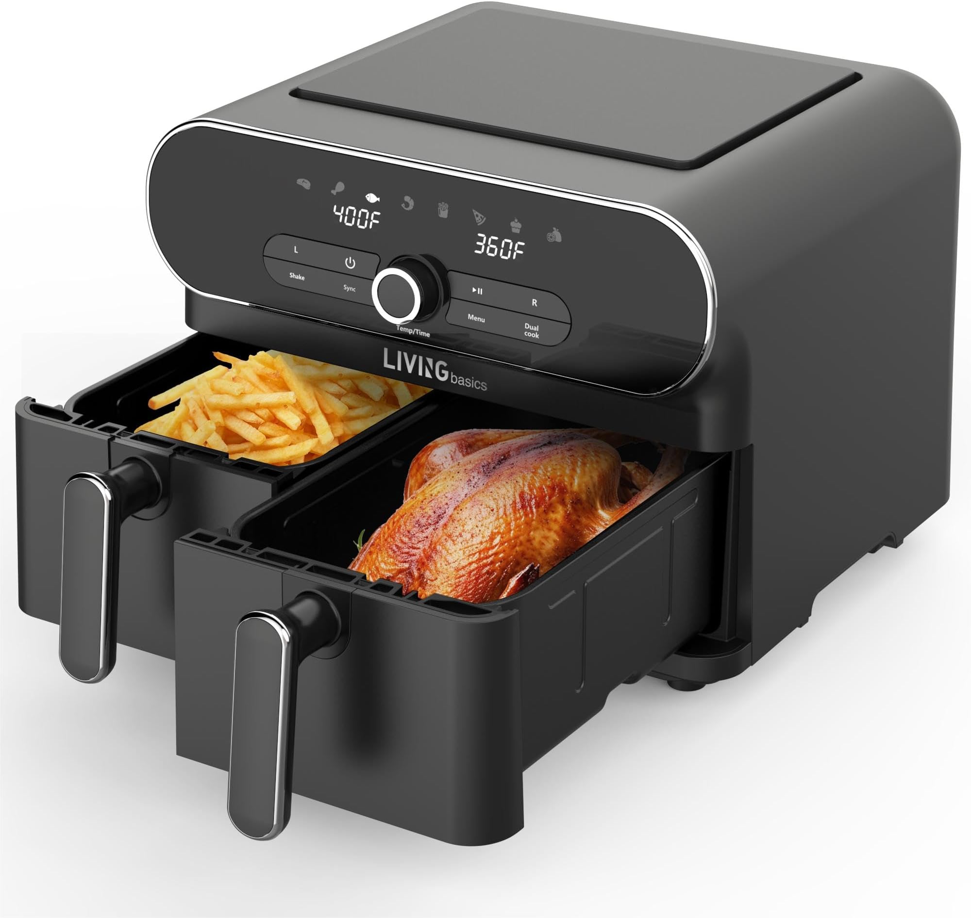 Ninja Foodi DZ090C Friteuse à air 5 en 1, 6 l, 2 paniers avec ...