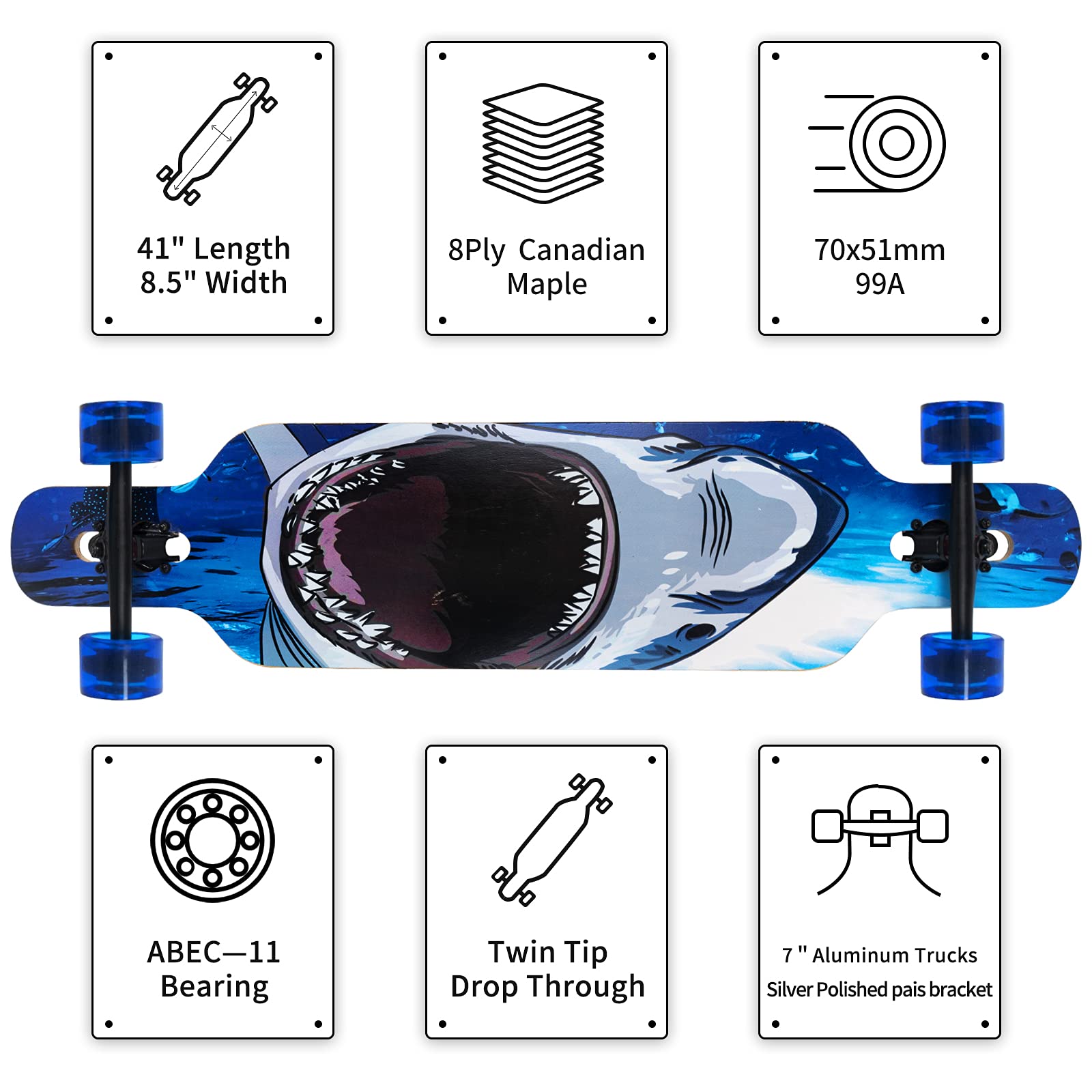 Snapklik.com : Nattork Longboards Skateboard 42 X 9 Inch For Adults ...