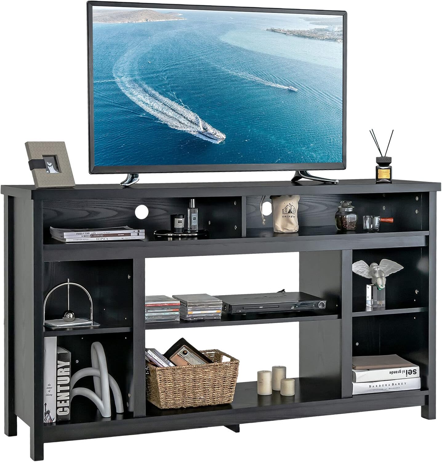 Amazon.com: Black TV Stand Home Entertainment Media Center Console ...
