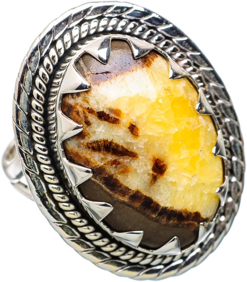 Amazon.com: Large Septarian Nodule 925 Sterling Silver Ring Size 8.75 ...