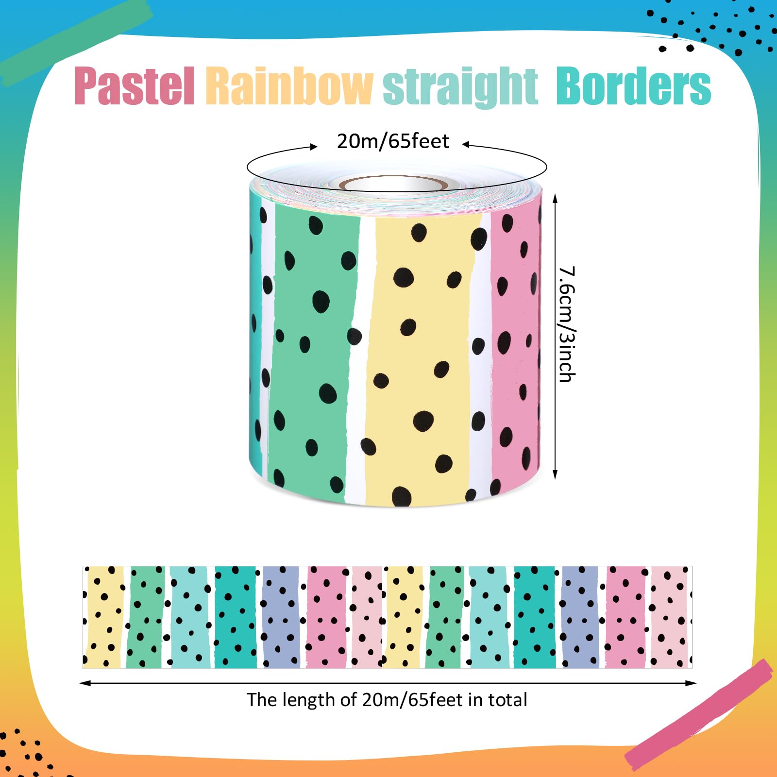 Snapklik.com : Zonon Classroom Bulletin Board Border 65 Feet Polka Dot ...