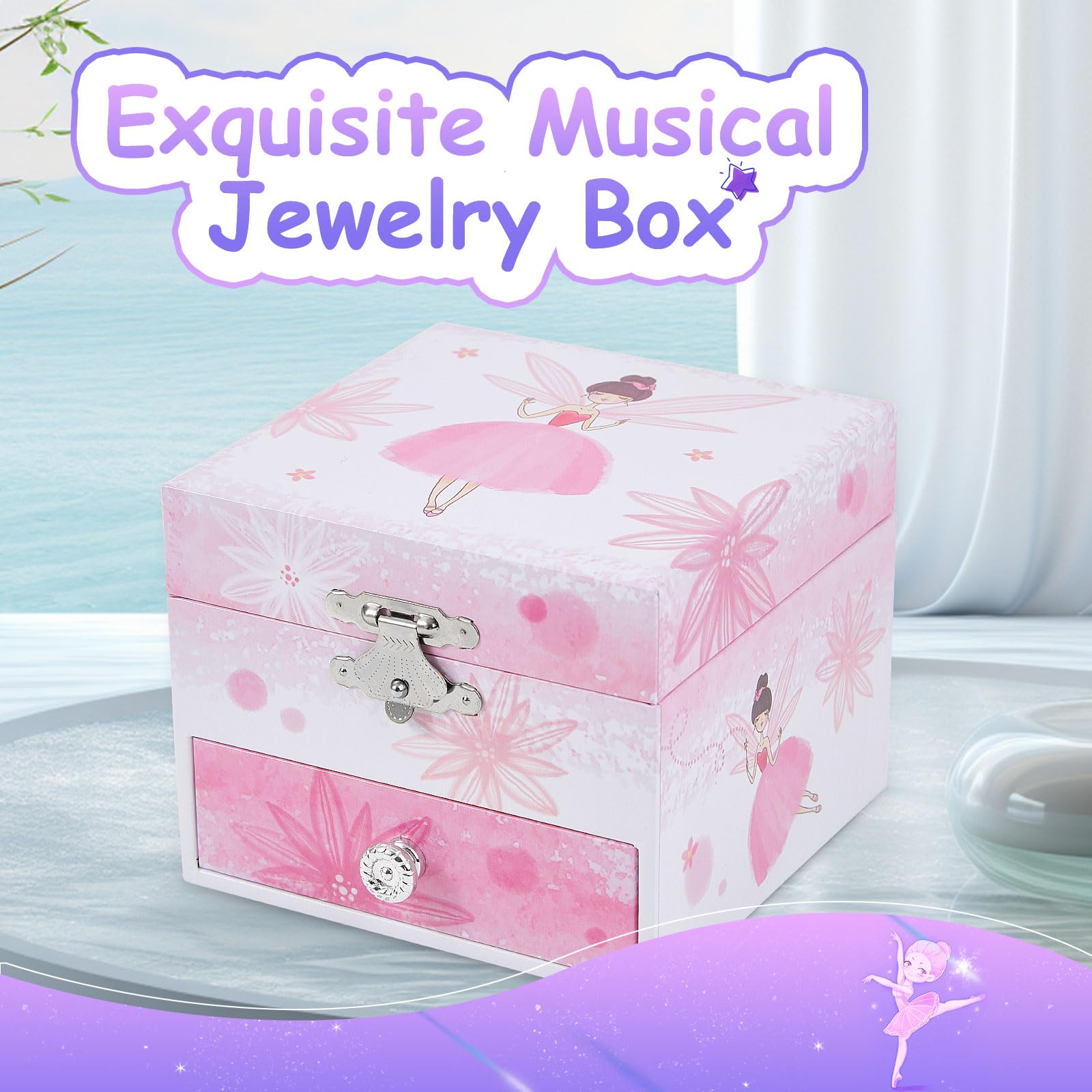 TAOPU Girls Musical Jewelry Box with Drawer and Spinning Ballerina ...