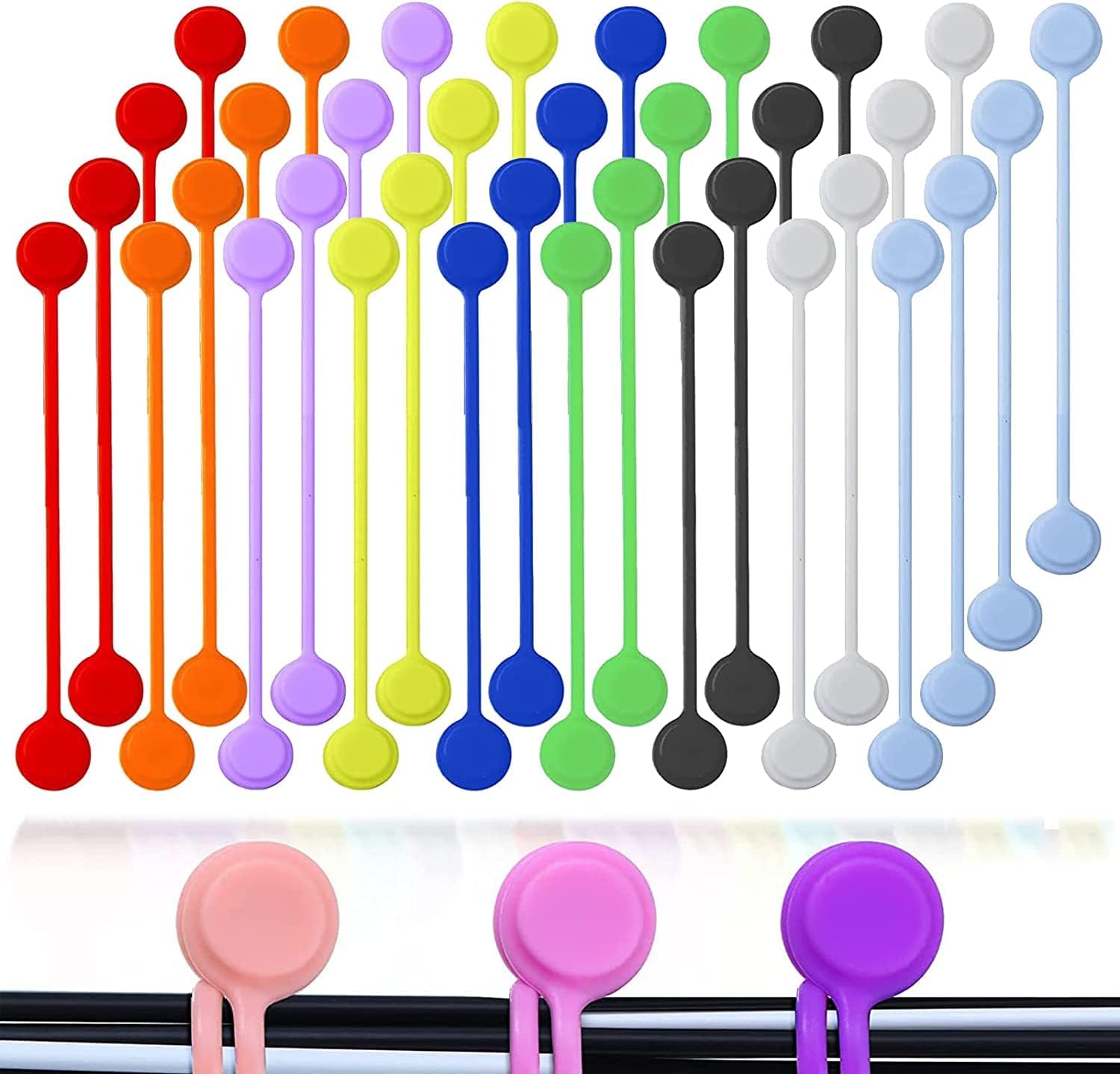 36 Pcs Magnetic Cable Ties,BetterJonny Silicone Cable Management Ties ...