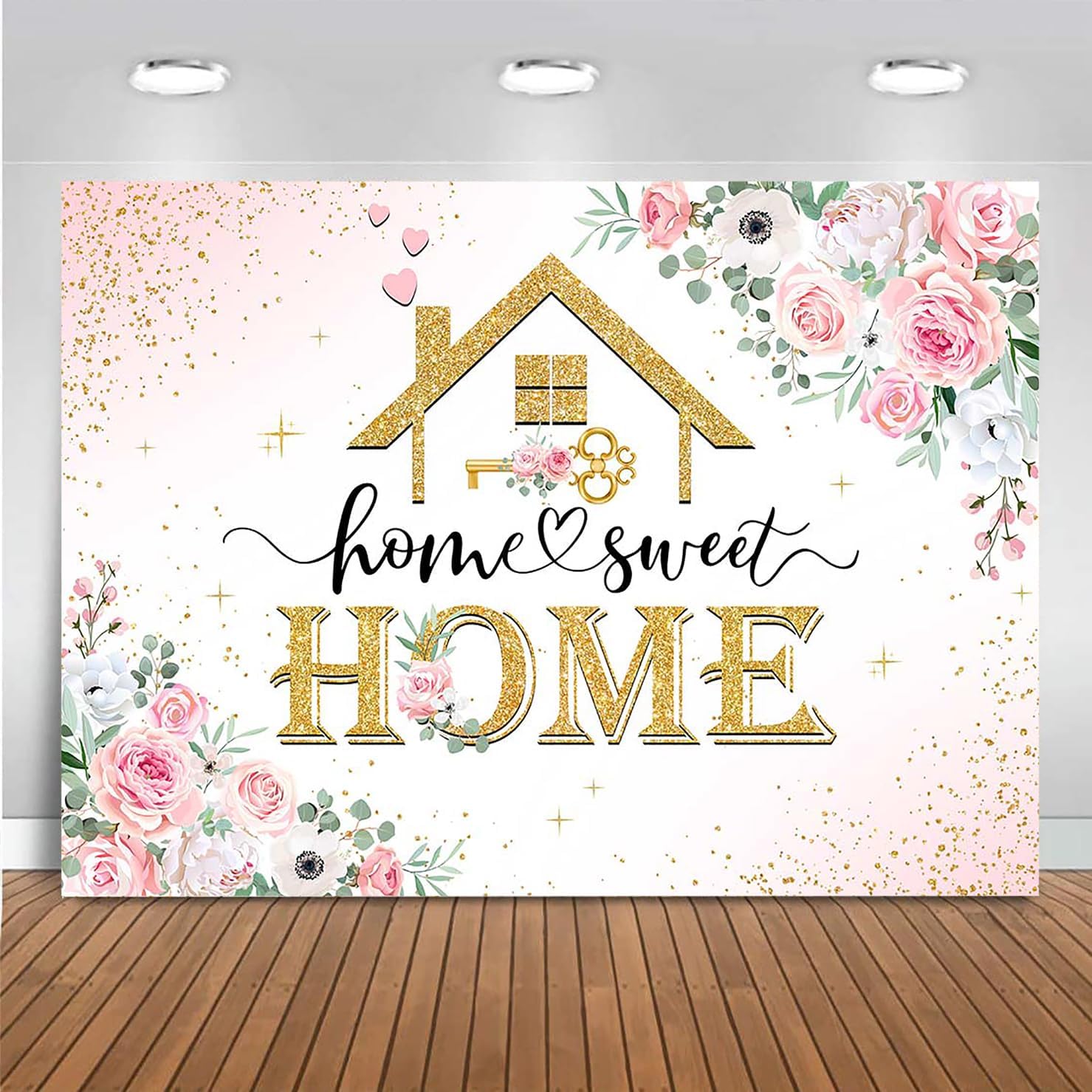 Amazon.com : Mocsicka Housewarming Backdrop Pink Floral Home Sweet Bome ...