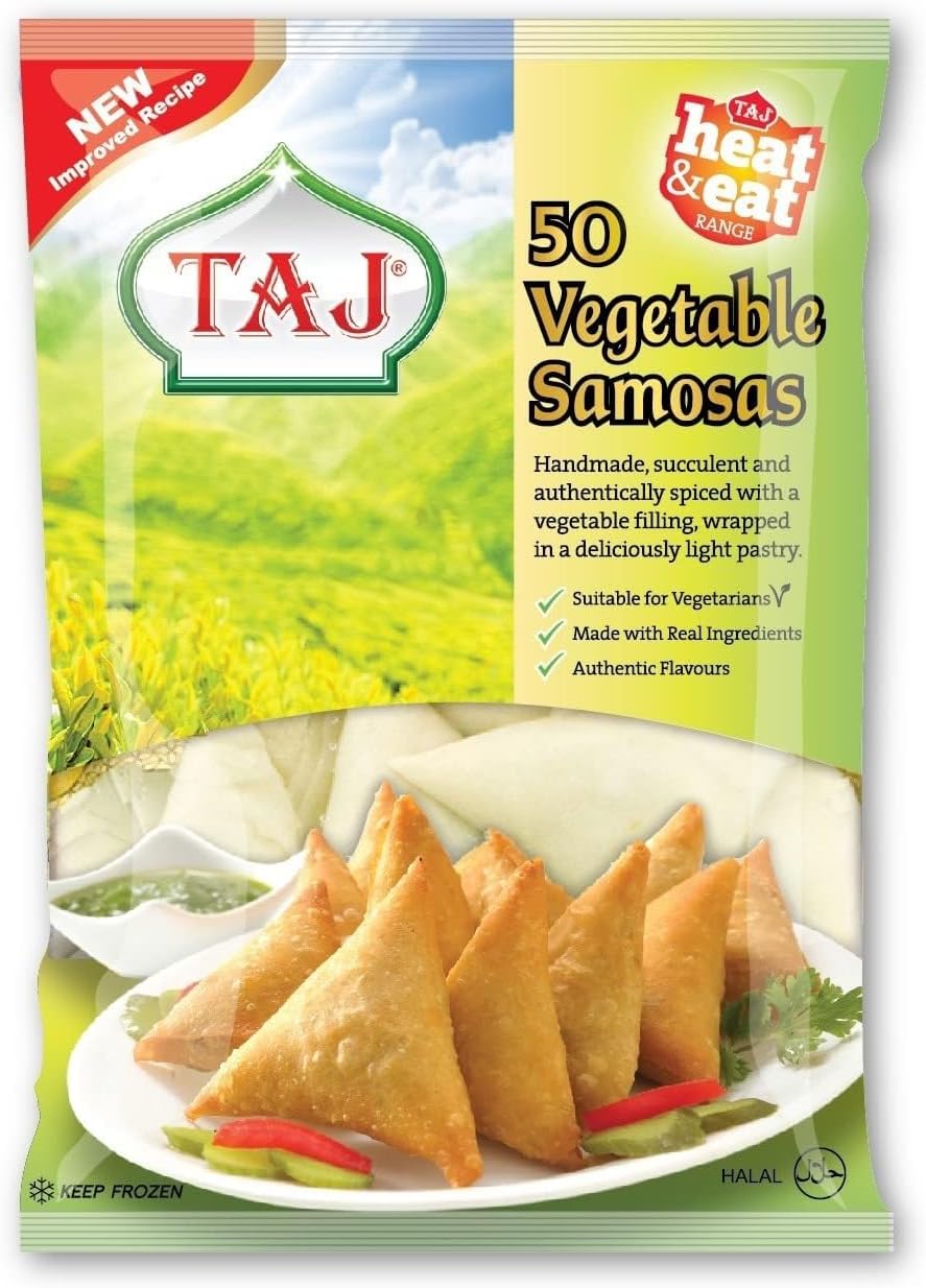 Taj Vegetable Samosa 50's 1750g Crispy Golden Indian Snack Filled with ...